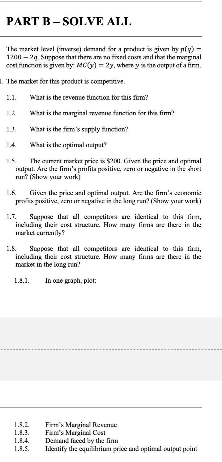 Solved PART B - ﻿SOLVE ALL The market level (inverse) | Chegg.com