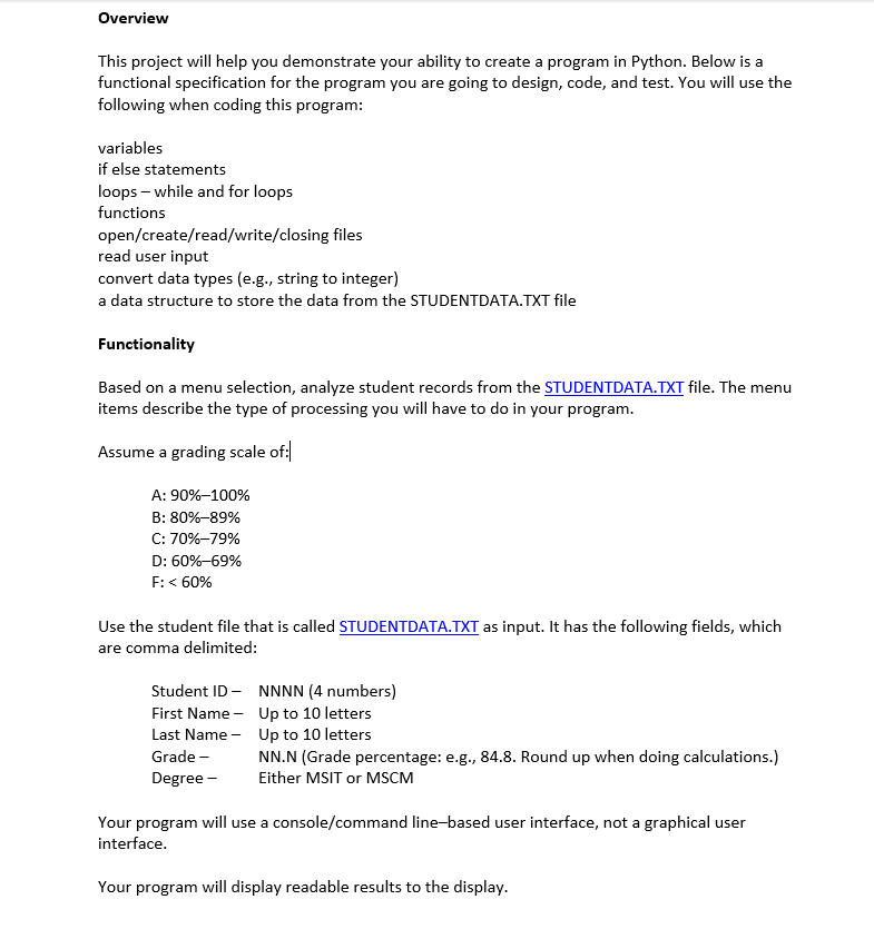Solved OverviewThis project will help you demonstrate your | Chegg.com