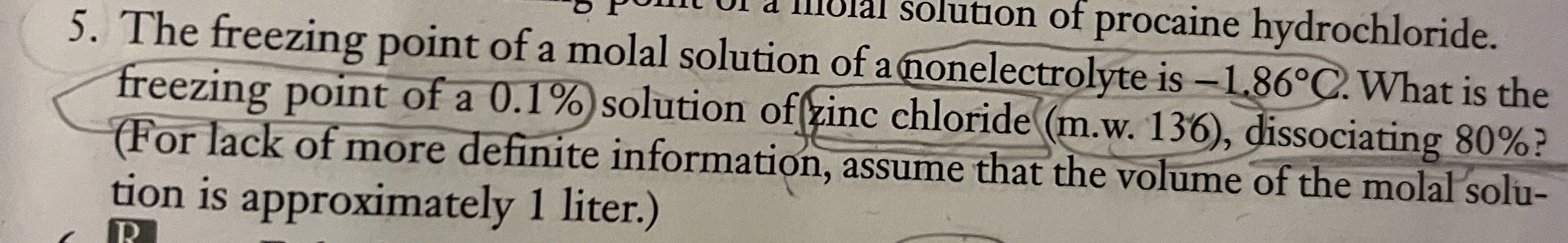 Solved The freezing point of a molal solution of freezing | Chegg.com