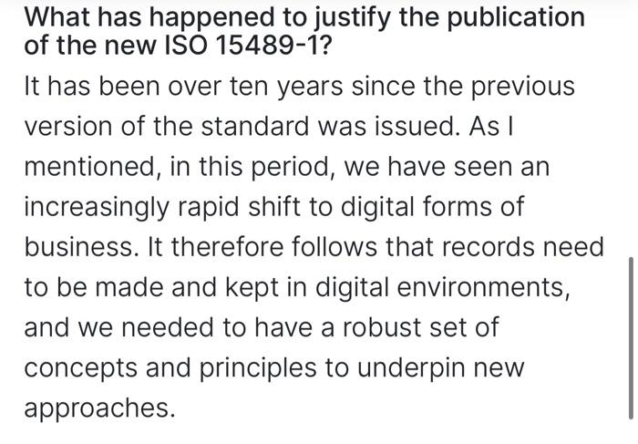 Solved Instructions Research ISO - 15489 and explain in a | Chegg.com