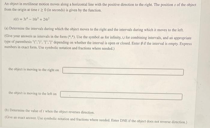 Solved An object in rectilinear motion moves along a | Chegg.com