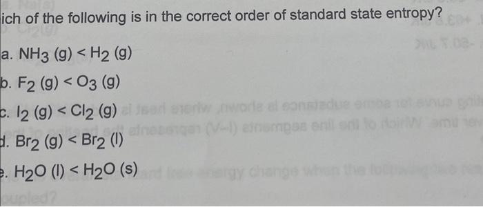 Solved ich of the following is in the correct order of | Chegg.com