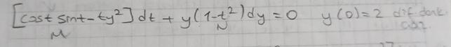 Solved [costsint-ty2]dt+y(1-t2)dy=0, y(0)=2 ﻿Find the | Chegg.com