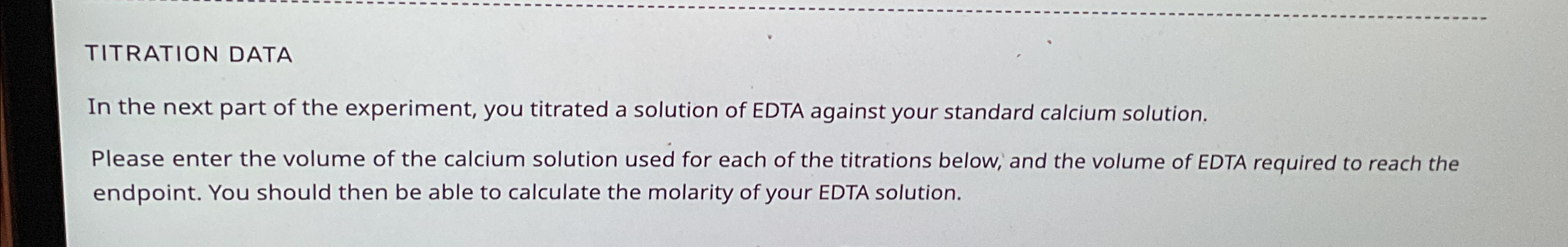 Solved TITRATION DATAIn the next part of the experiment, you | Chegg.com