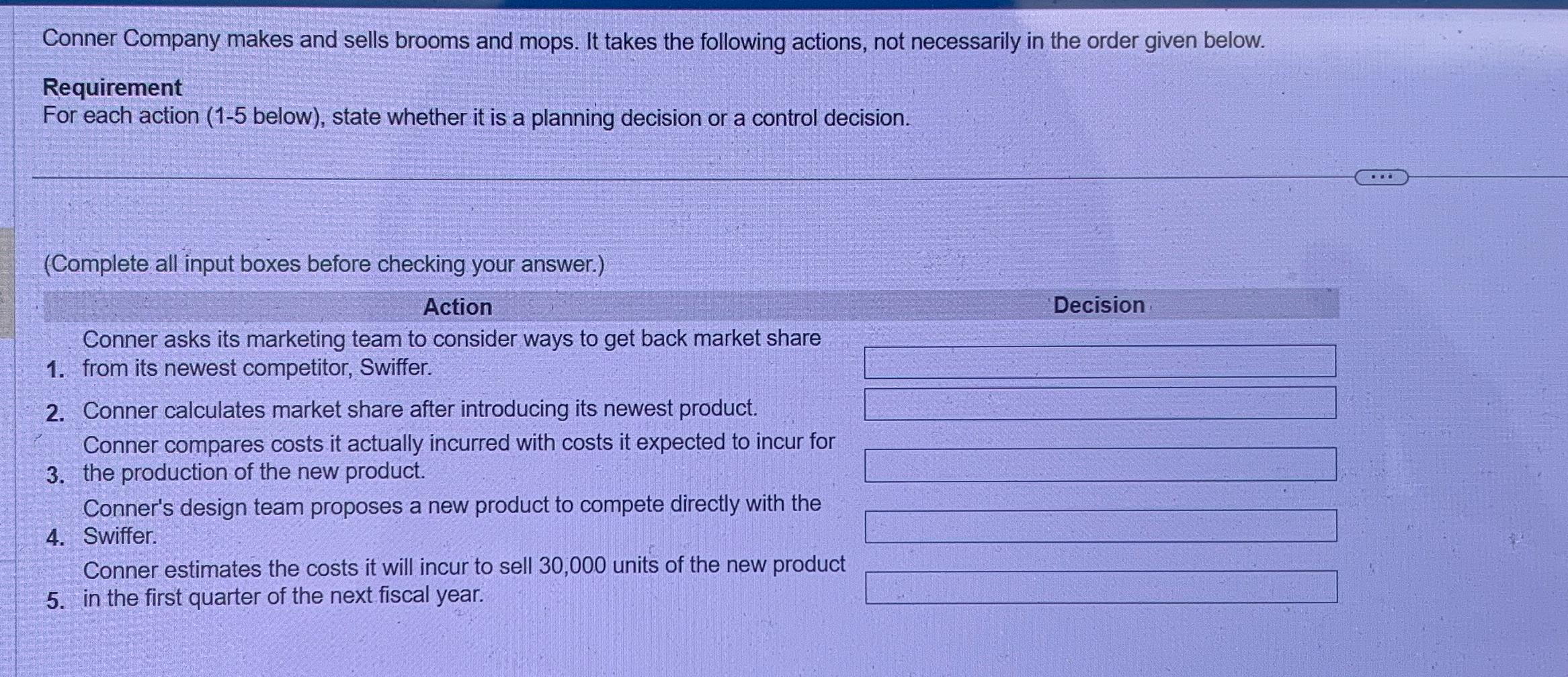 Solved Conner Company makes and sells brooms and mops. It | Chegg.com