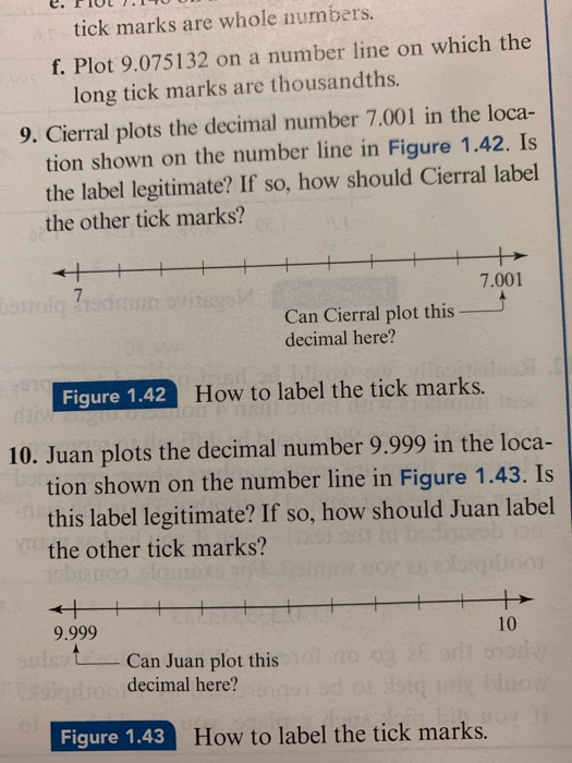 Solved tick marks are whole numbers. f. Plot 9.075132 on a | Chegg.com