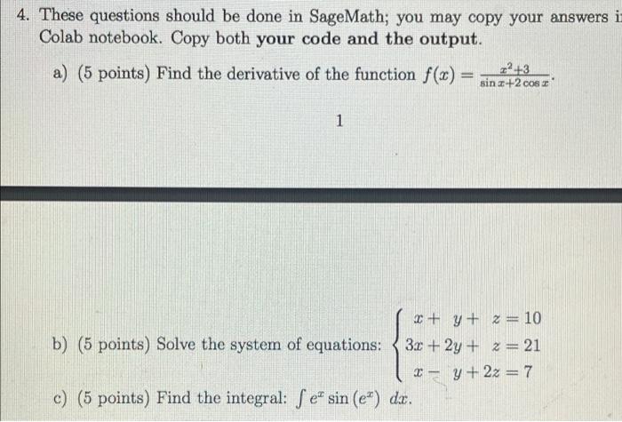 Solved 4. These questions should be done in SageMath; you | Chegg.com