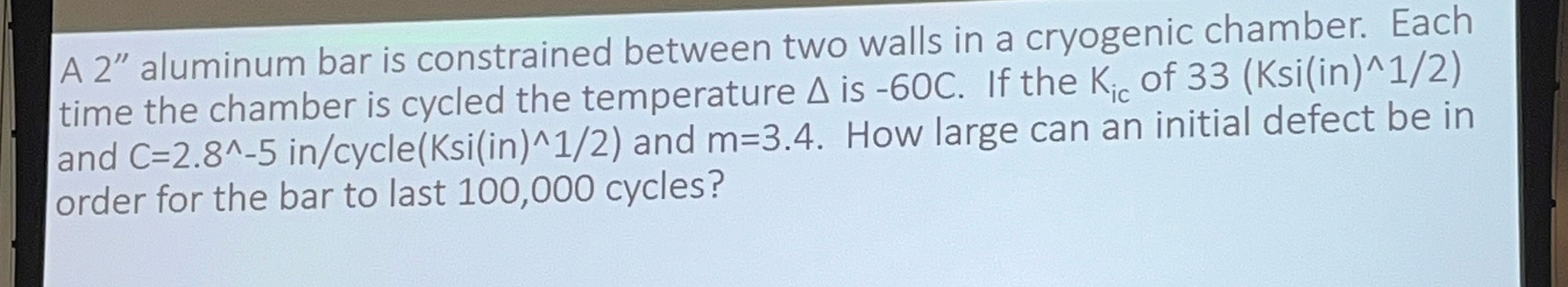 Solved A 2" ﻿aluminum bar is constrained between two walls | Chegg.com