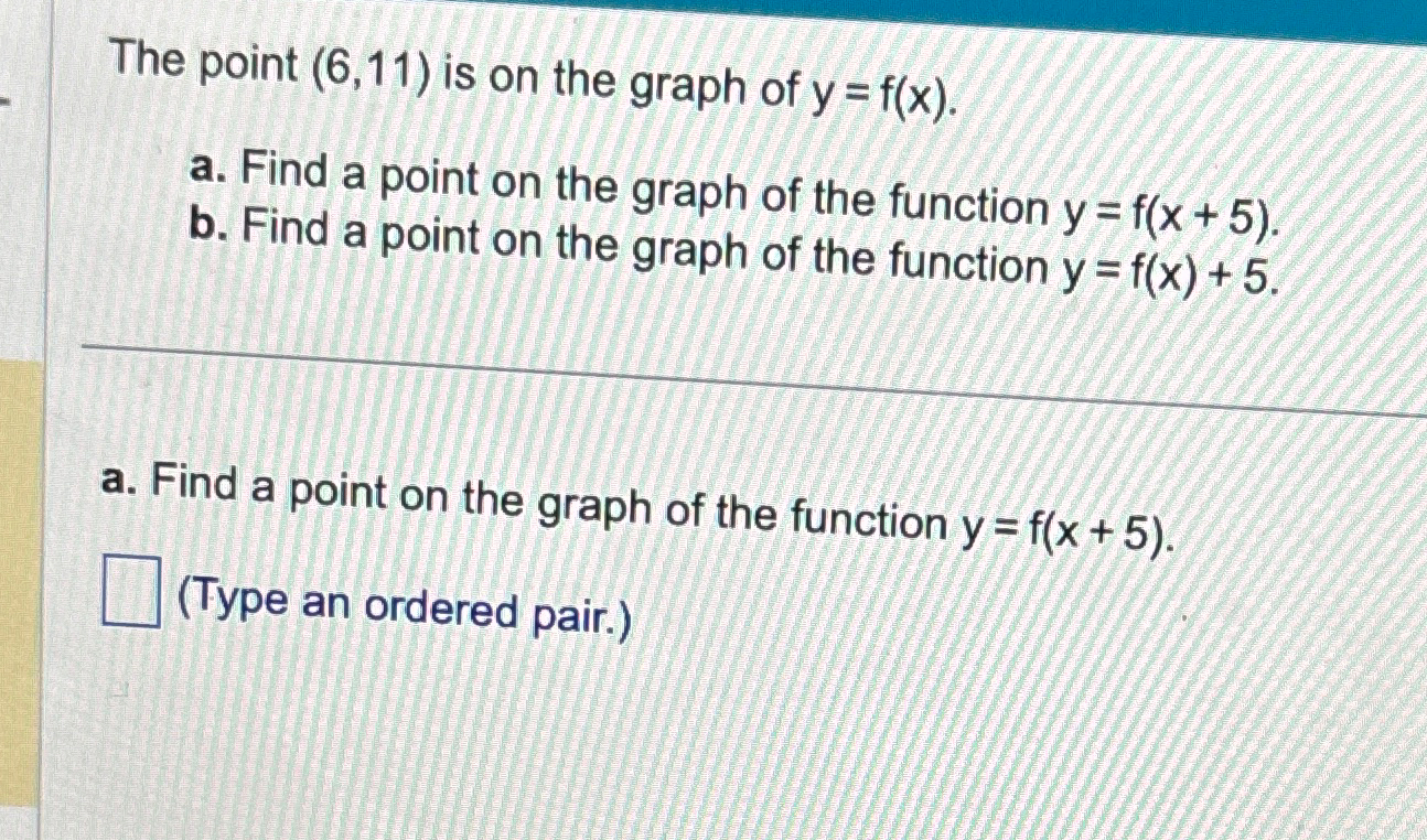 Solved The point (6,11) ﻿is on the graph of y=f(x).a. ﻿Find | Chegg.com