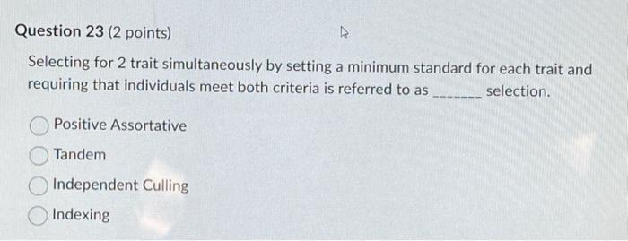 Solved Selecting for 2 trait simultaneously by setting a | Chegg.com