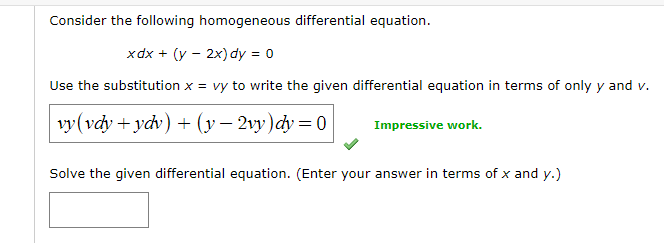Solved Consider the following homogeneous differential | Chegg.com