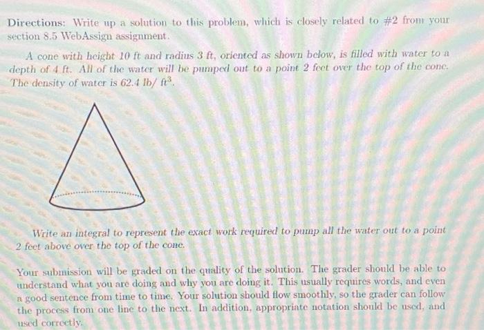 Solved Directions: Write up a solution to this problem, | Chegg.com