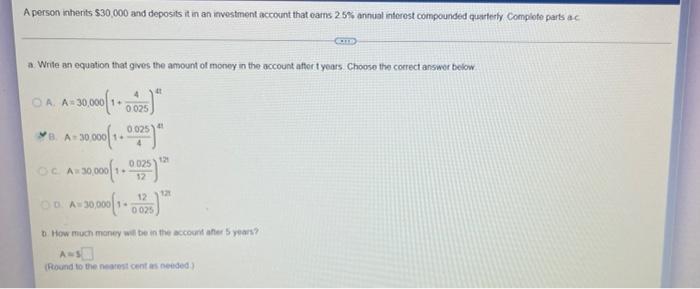 Solved A person inherits $30.000 and deposits it in an | Chegg.com