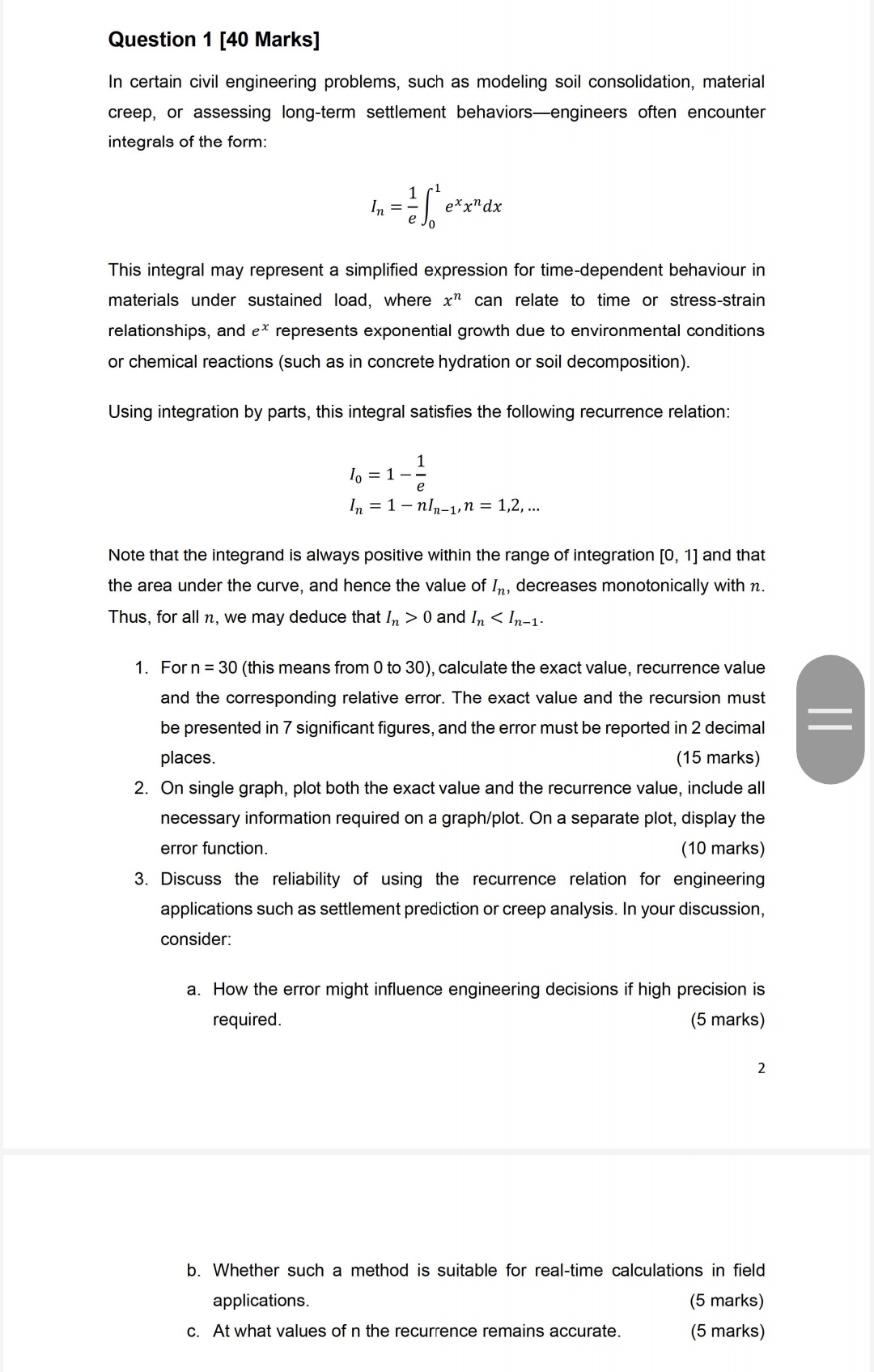Question 1 [40 ﻿Marks]In ﻿certain civil engineering | Chegg.com