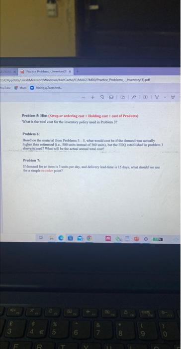 Solved Practice Problems: Inventory Management Problem I: | Chegg.com