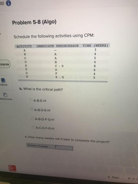 Solved 30 0 Problem 5-8 (Algo) Schedule the following | Chegg.com