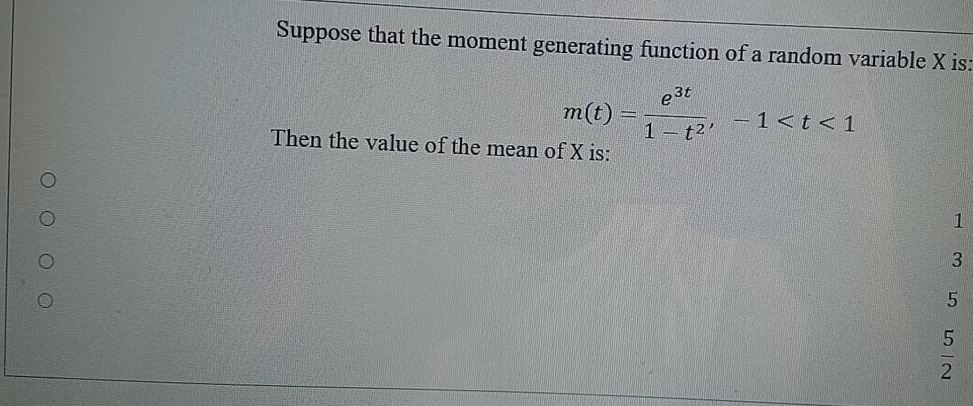 Solved Suppose that the moment generating function of a | Chegg.com