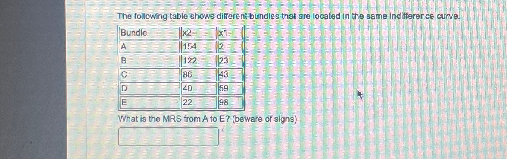Solved The following table shows different bundles that are | Chegg.com