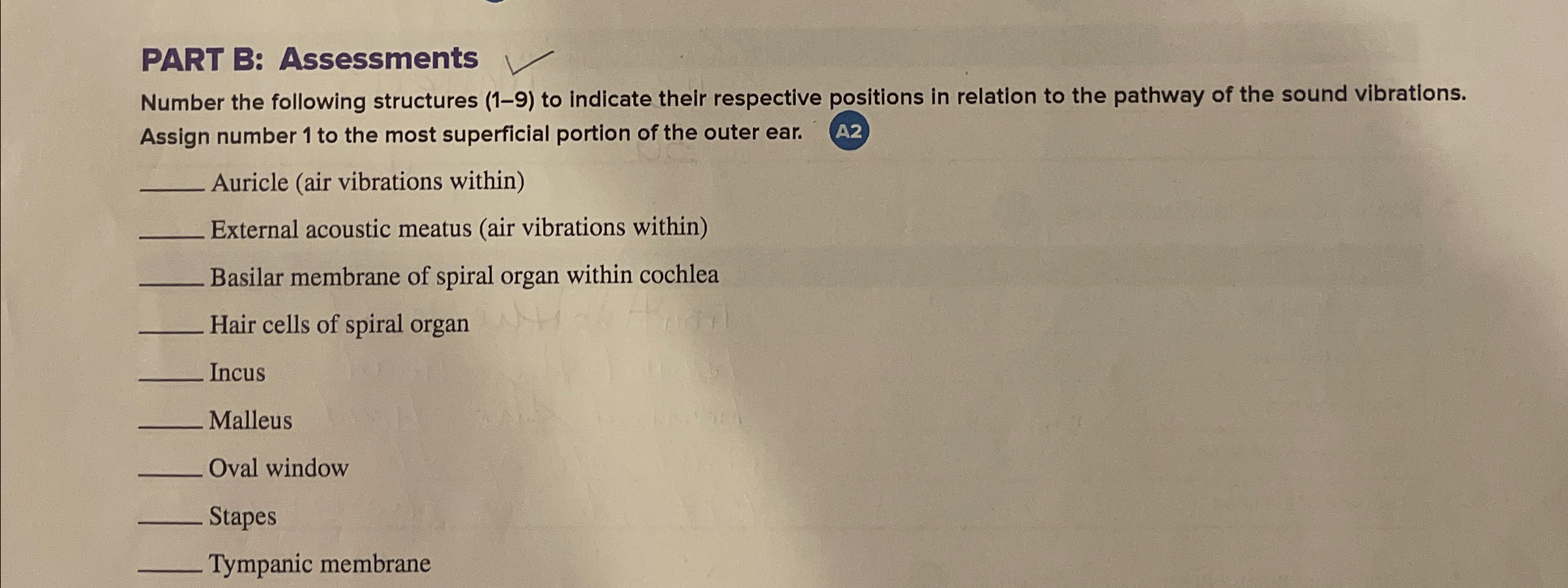 Solved PART B: AssessmentsNumber the following structures | Chegg.com