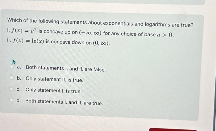 Solved Which of the following statements about exponentials | Chegg.com