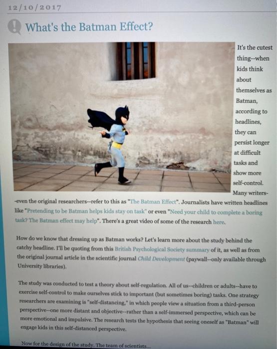 Solved 12/10/2017 What's the Batman Effect? It's the cutest | Chegg.com