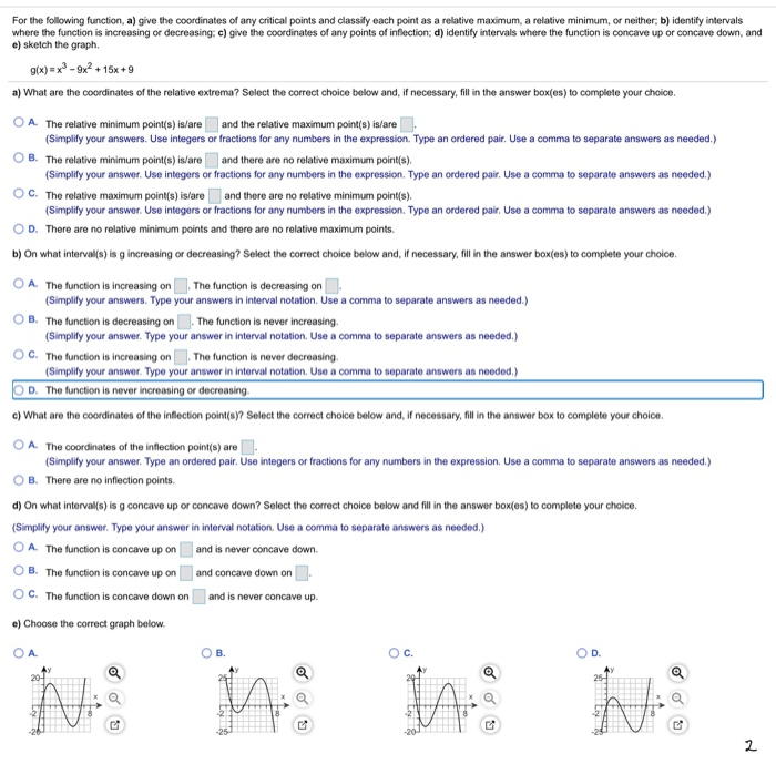 Solved For the following function, a) give the coordinates | Chegg.com