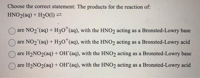 Solved Choose the correct statement: The products for the | Chegg.com