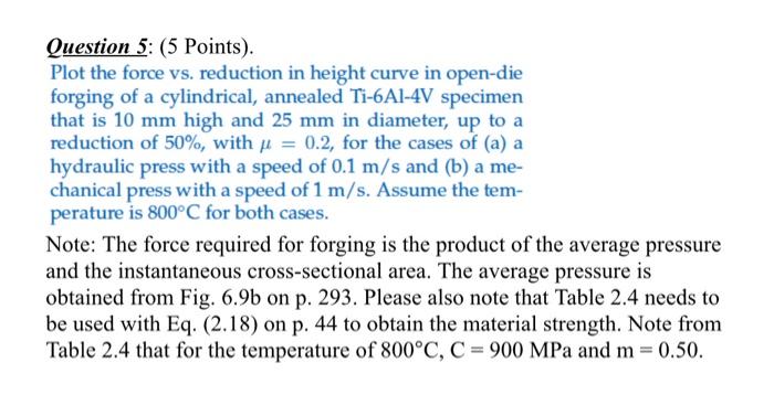 Solved Question 5: (5 Points). Plot the force vs. reduction | Chegg.com