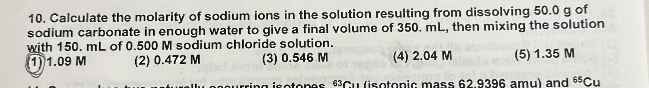 Solved Calculate the molarity of sodium ions in the solution | Chegg.com