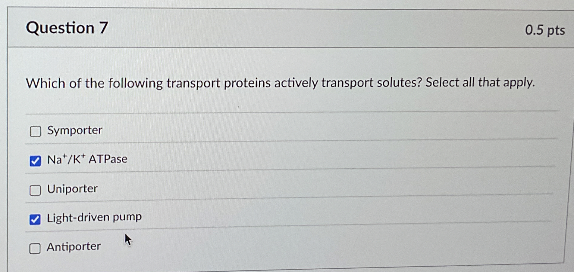 Solved Question 7Which of the following transport proteins | Chegg.com