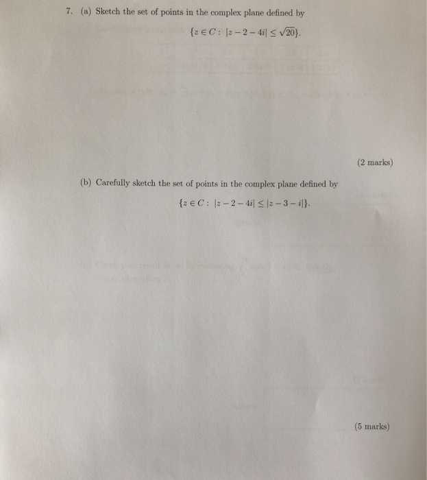 Solved 7. (a) Sketch the set of points in the complex plane | Chegg.com