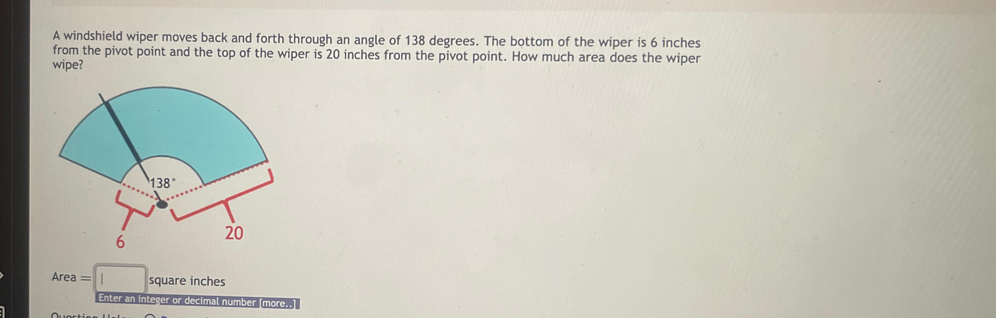 Solved A windshield wiper moves back and forth through an | Chegg.com