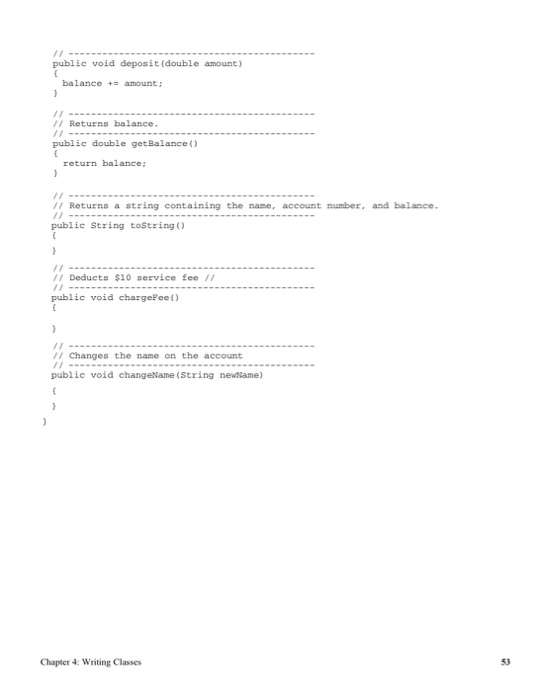 Solved A Bank Account Class 1. File Account java contains a | Chegg.com