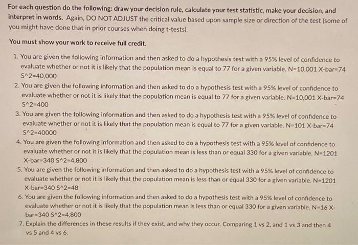 Solved For each question do the following: draw your | Chegg.com