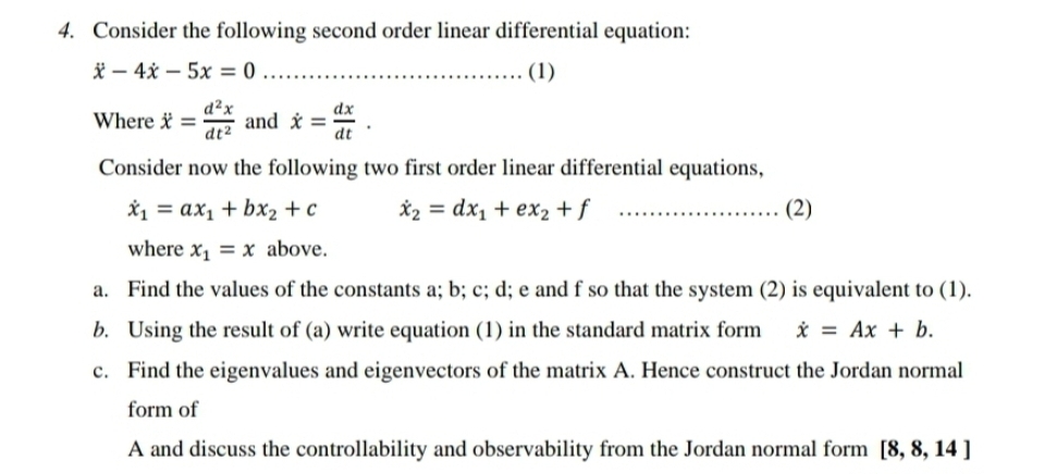 Solved Consider the following second order linear | Chegg.com