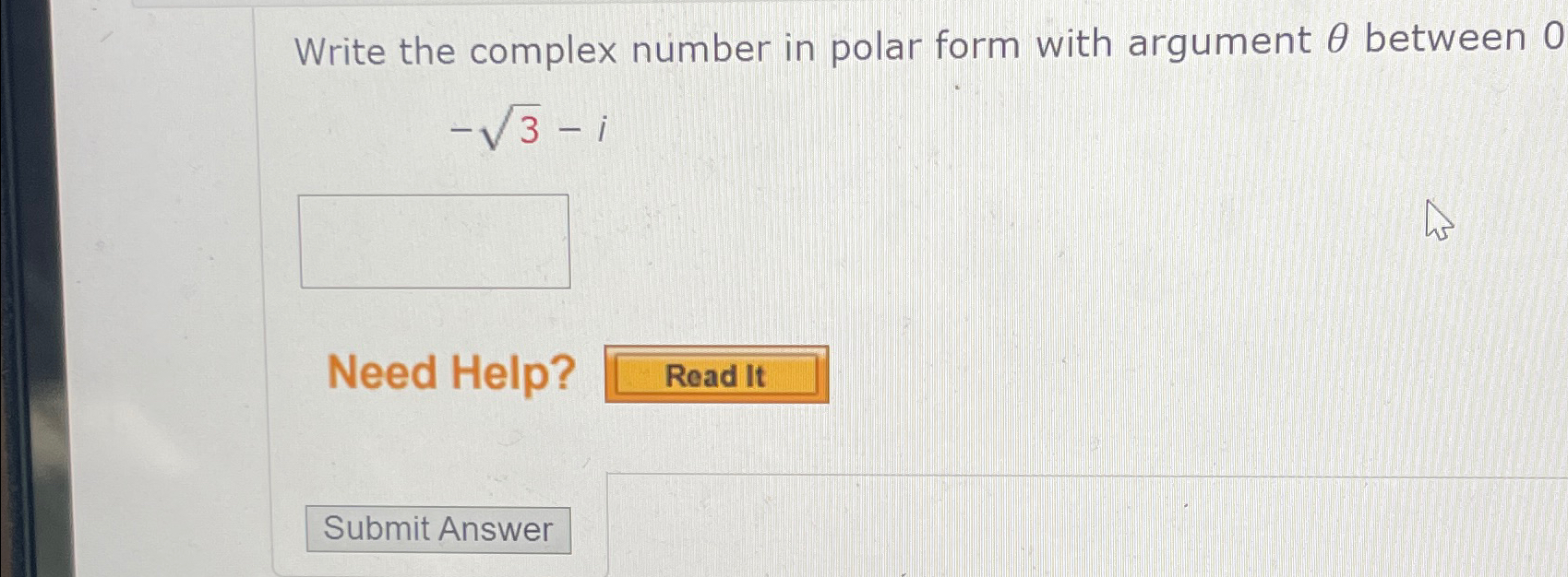 Solved Write the complex number in polar form with argument | Chegg.com