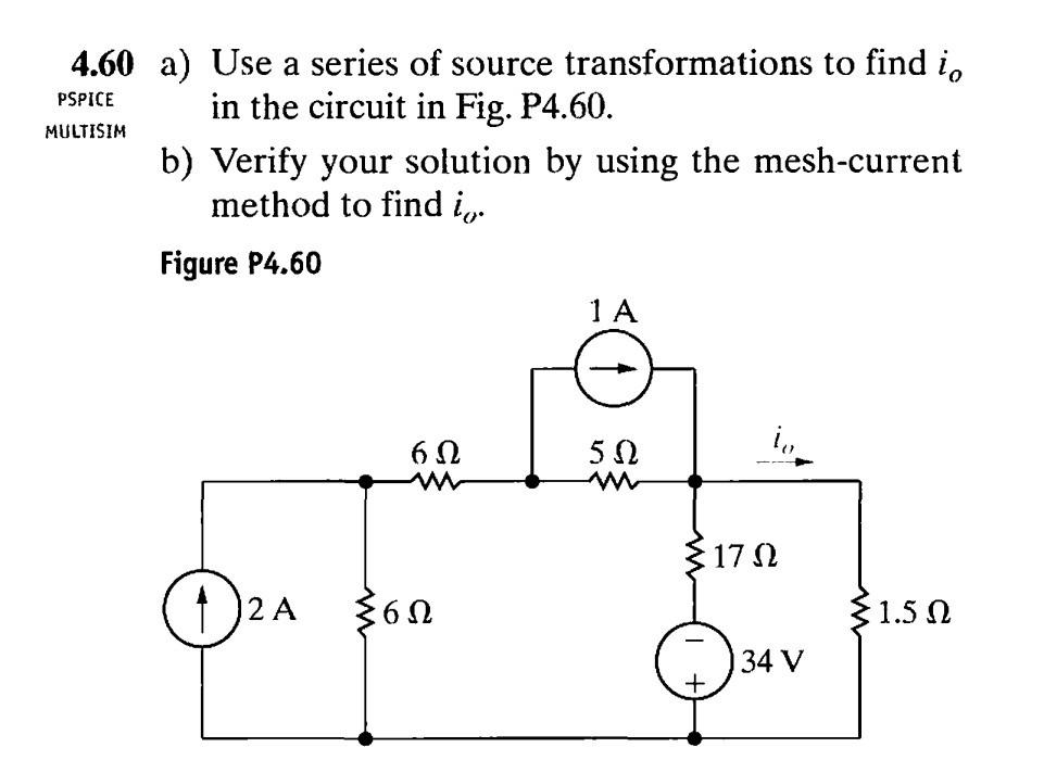 Solved 4.60 a) Use a series of source transformations to | Chegg.com