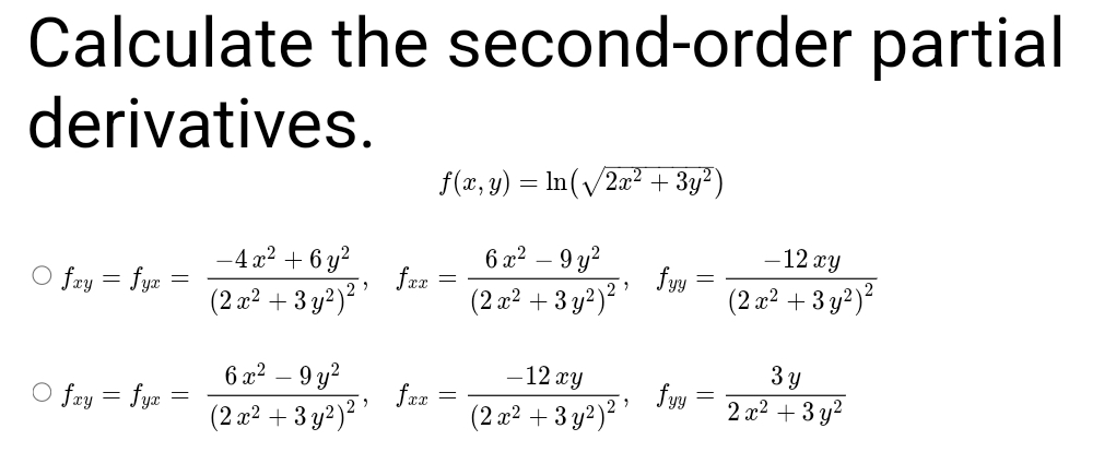 Solved Calculate the second-order partial | Chegg.com