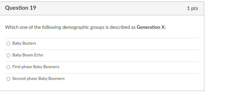 Solved Question 19Which one of the following demographic | Chegg.com
