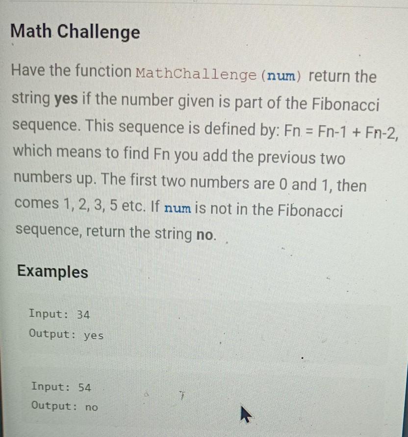 Solved Math Challenge Have the function MathChallenge (num) | Chegg.com