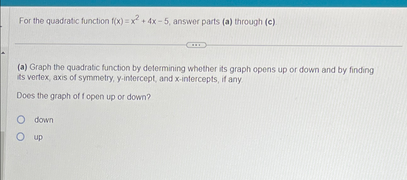 Solved For the quadratic function f(x)=x2+4x-5, ﻿answer | Chegg.com