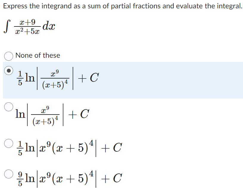 Solved Express the integrand as a sum of partial fractions | Chegg.com