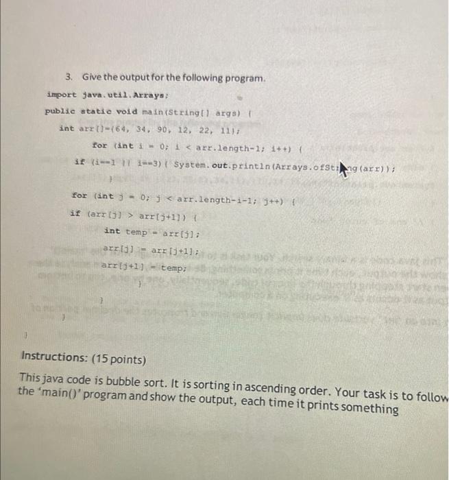 Solved 3. Give the output for the following program. import | Chegg.com
