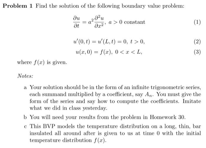 Solved Problem 1 Find the solution of the following boundary | Chegg.com