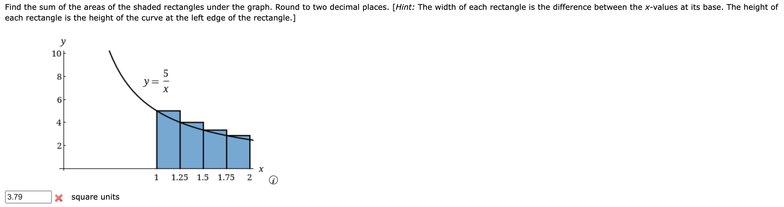Solved Find the sum of the areas of the shaded rectangles | Chegg.com