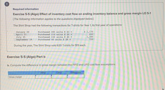 Solved Required information Exercise 5-5 (Algo) Effect of | Chegg.com