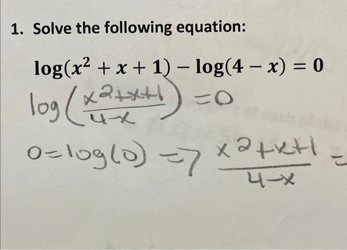 Solved 1. Solve the following equation: | Chegg.com
