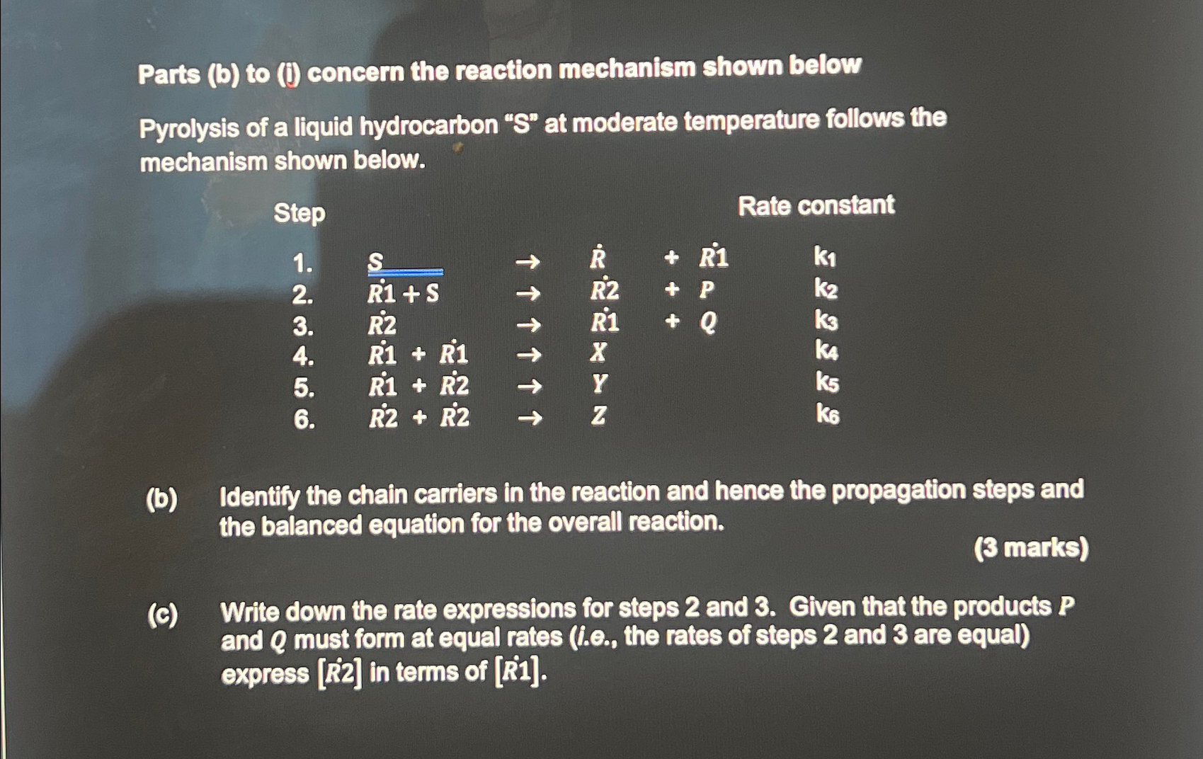 Solved Parts (b) ﻿to (j) ﻿concern the reaction mechanism | Chegg.com