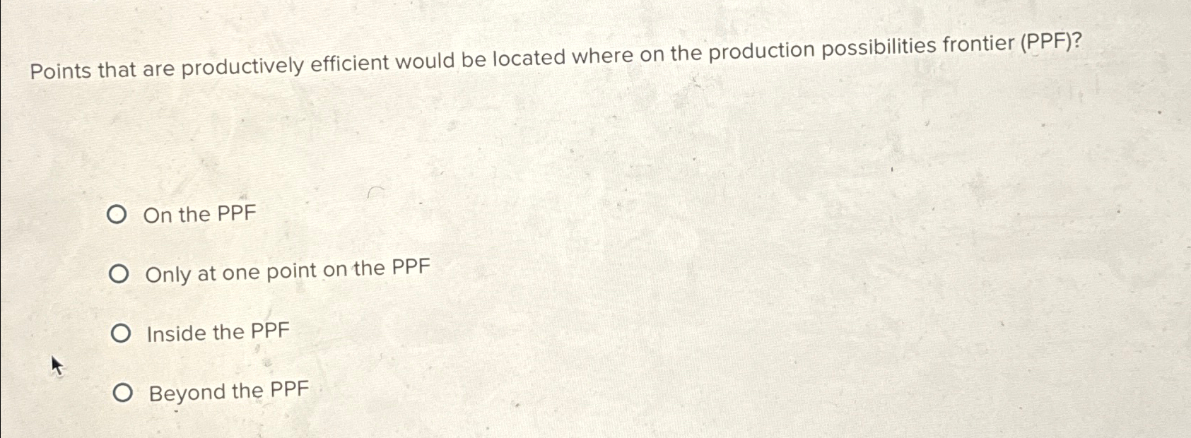 Solved Points that are productively efficient would be | Chegg.com