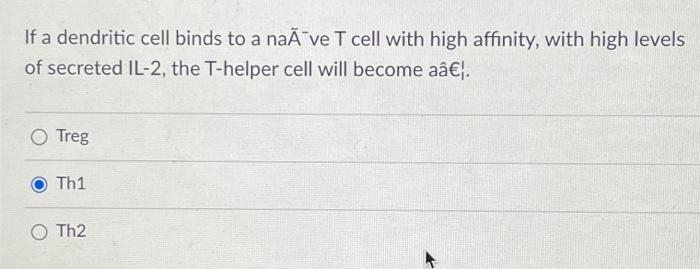Solved If a dendritic cell binds to a naÃ¯ve T cell with | Chegg.com